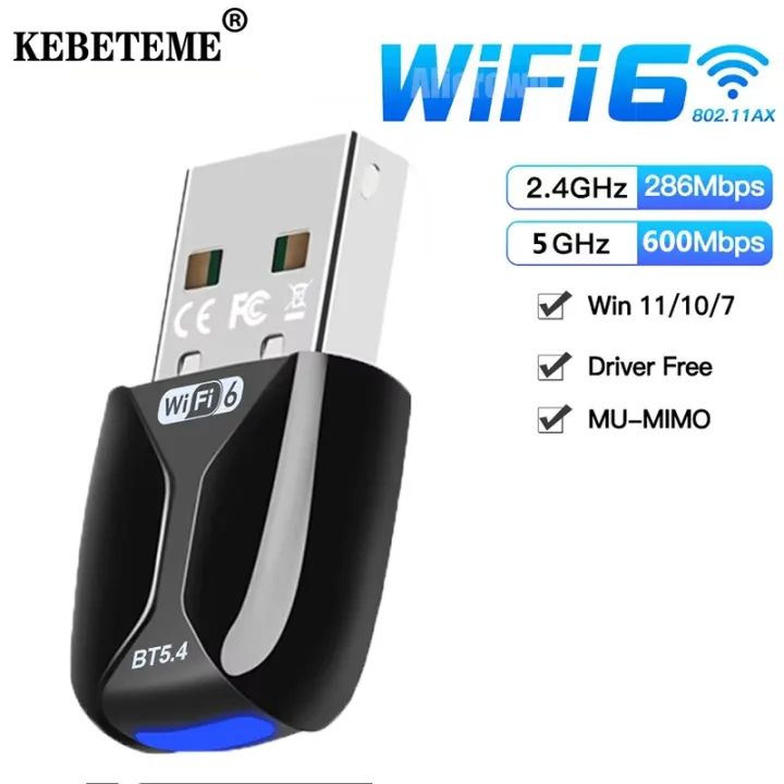 KEBETEME AX900 USB WiFi 6 Bluetooth 5.4 Adapter 2in1 Dongle Dual Band 2 ...