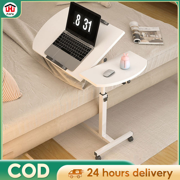 Adjustable Bedside Laptop Table Sofa Side Table With Wheels Portable Computer Table Bedroom ...