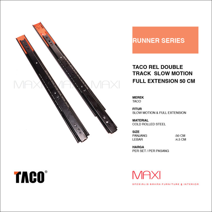 TACO Rel Laci 50 CM - Rel Laci Double Track Slow Motion Full Extension | Lazada Indonesia