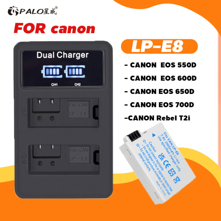 PALO LP-E8 Charger + Battery for Canon 550D 600D 650D X4 X5 X6i X7i T2i ...