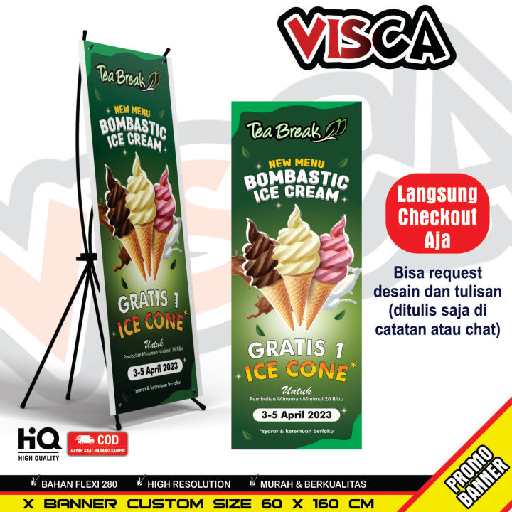 Spanduk X Banner ES Cream - Ukuran 60 x 160cm | Lazada Indonesia