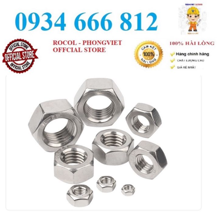 Ecu lục giác INOX 304 M2, M2.5,M3, M4, M5, M6, M8, M10,M12 | Lazada.vn