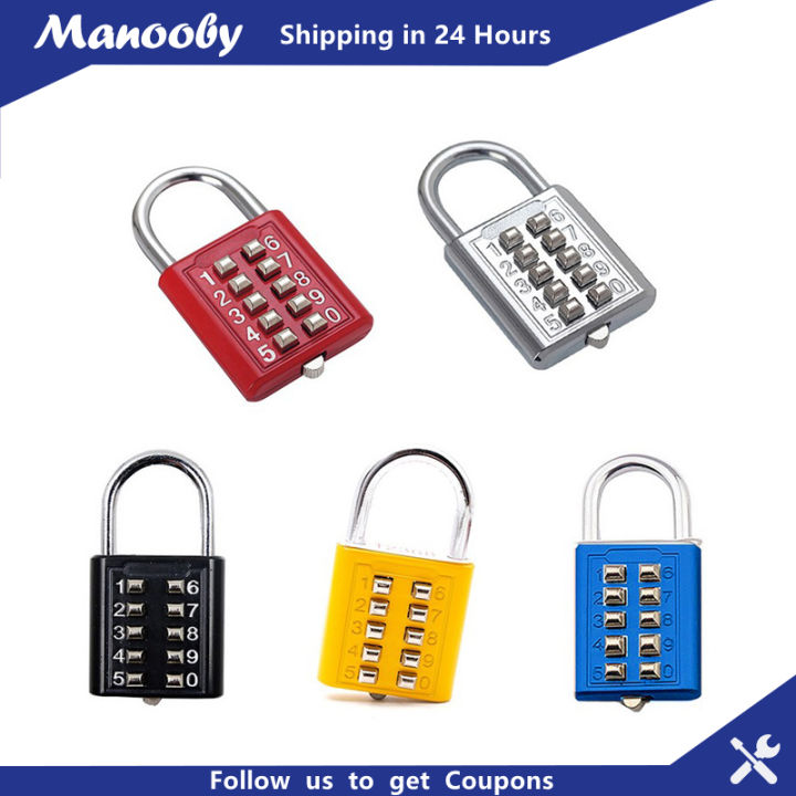 Manooby 10 Digit Push Button Combination Padlock, 5 Digit Locking ...