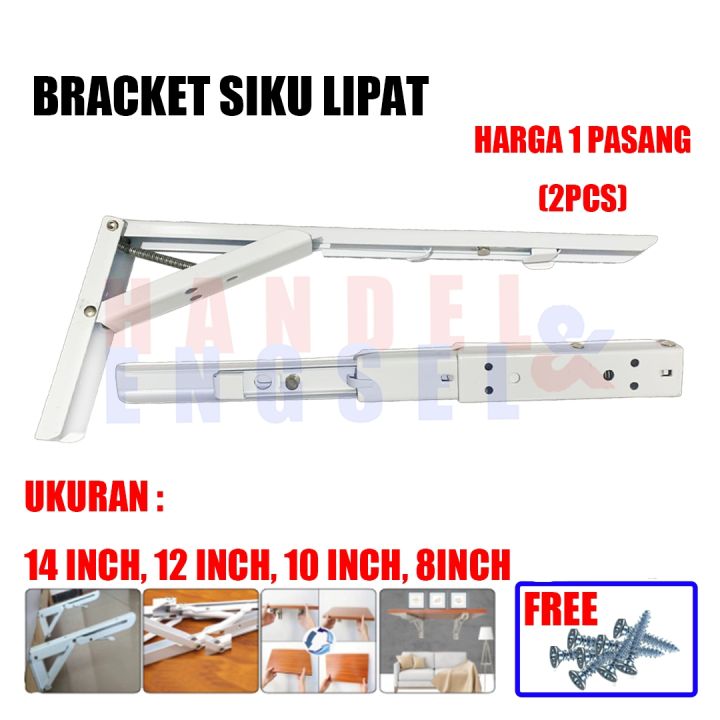 Siku Meja Lipat Dinding Per Engsel Ambalan Rak Melayang 8, 10, 12, & 14 ...