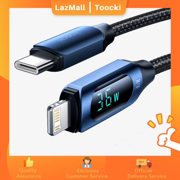 Toocki Type C to lightning Cable PD 36W Digital Display Fast Charing ...