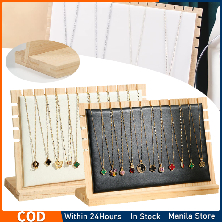Large size Horizontal Bamboo Leather Soft Mat Necklace Display Stand ...