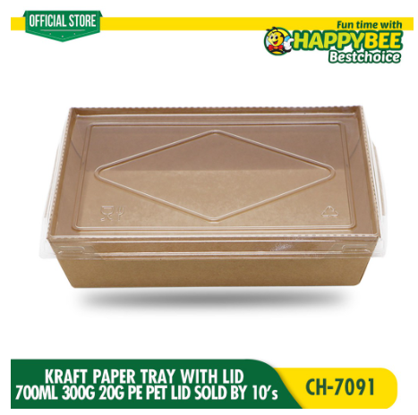 KRAFT PAPER TRAY CONTAINER WITH LID 10'S | Lazada PH