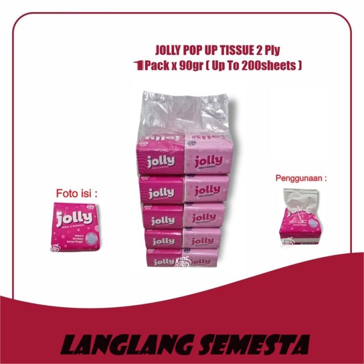Tissue JOLLY Pop Up Multipurpose 90gr ISI 10 Pack 200 sheet | Lazada ...