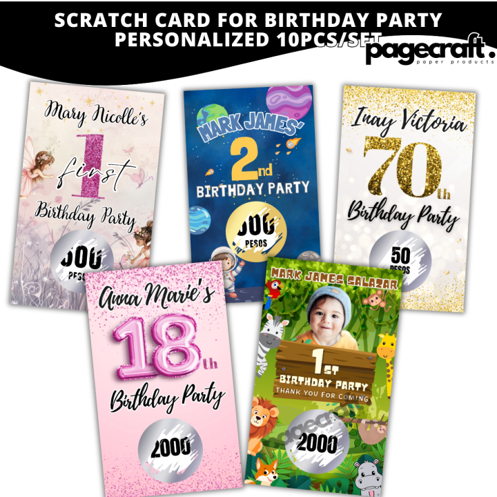PERSONALIZED Scratch Card for Birthday Party 10pcs. 2x3.5 inches ...