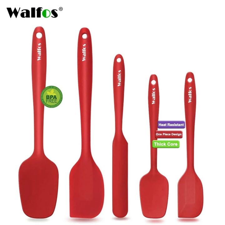 Walfos 5PCS/Set Non-Stick Silicone Spatula Baking Pastry Heat-Resistant ...