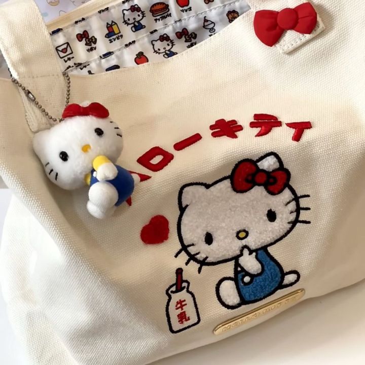 Joy's super cute cartoon embroidered canvas bags, handbags, large ...
