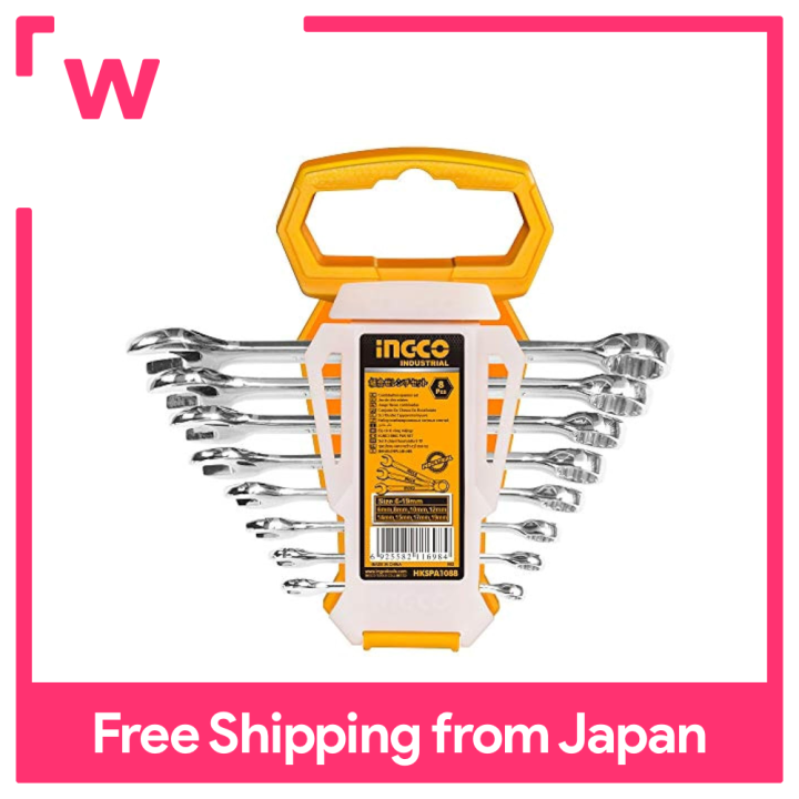 INGCO Combination wrench set, set of 8, 6-19mm spanner, assembly, auto repair Cr-V material ...