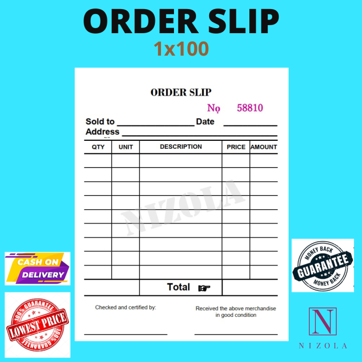 ORDER SLIP Pad 1x100 Small Size With Sequential Number Single Copy Non-Carbonize 1 Pad | Lazada PH