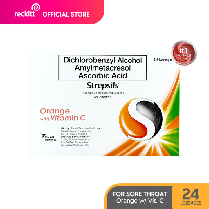 Strepsils Orange with Vitamin-C Medicine Lozenges Pack of 8 x 3 (24 pcs ...