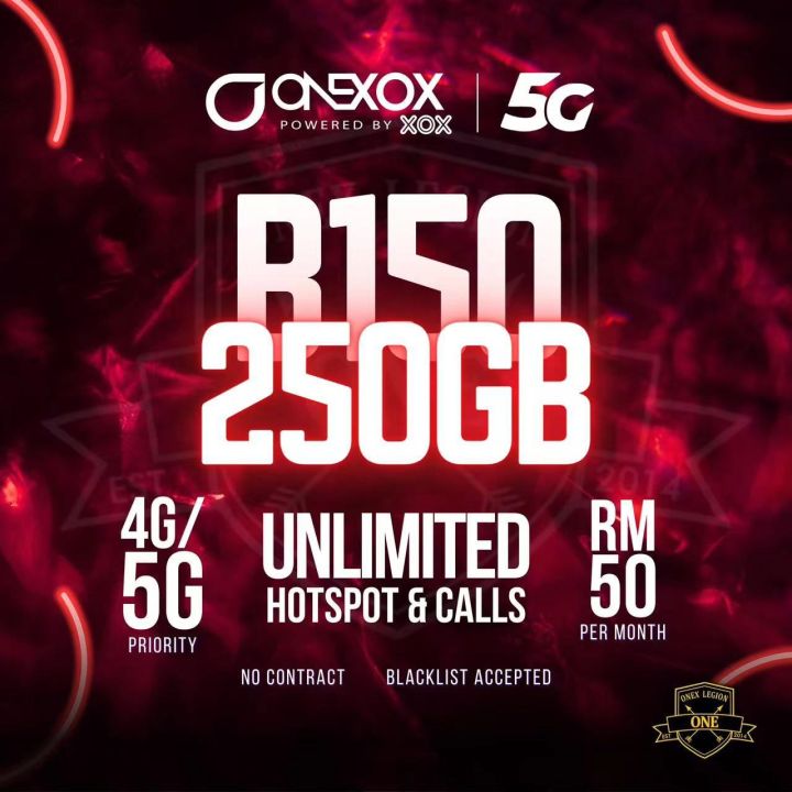 ONEXOX BLACK | B150 PLAN | 250GB HIGH SPEED | RM 50 | Lazada
