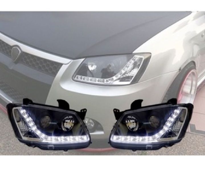 proton saga blm projector head lamp w/led black | Lazada