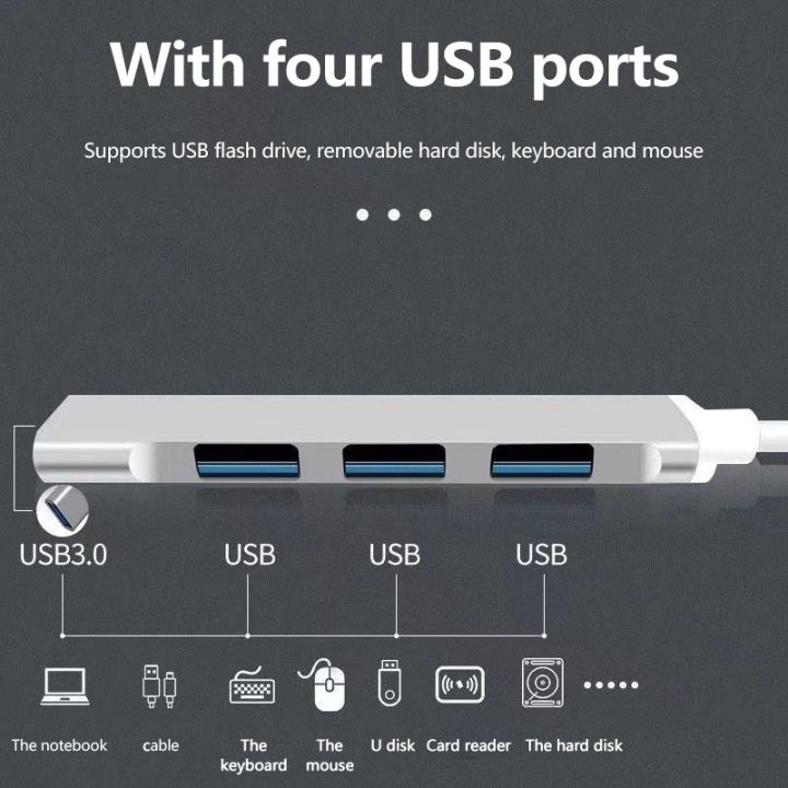 UNSAN USB Hub，USB Port Extension Hub 4 In 1 USB Hub Type-C To 4K HD ...