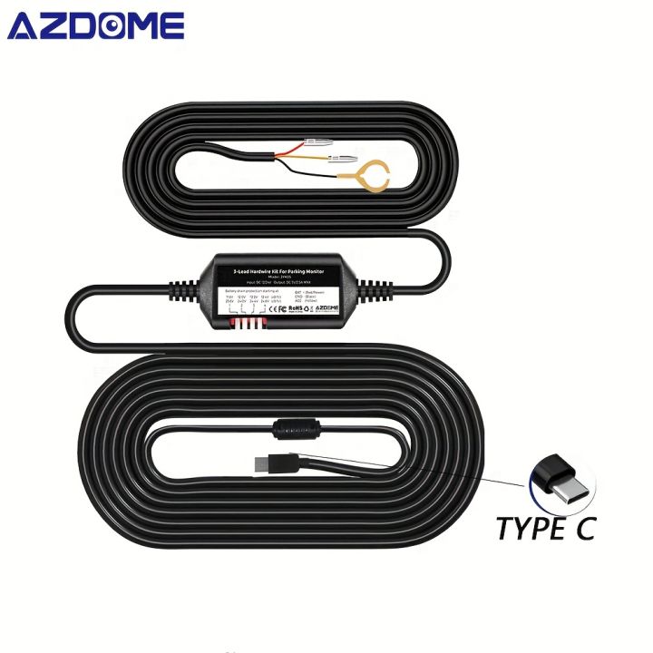 AZDOME USB Type-C Hardwire Kit JYX05, 24H Parking Surveillance Cable ...