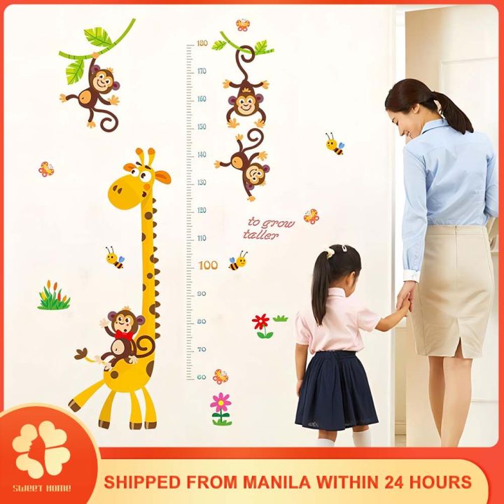 Kid's Height Chart Wall Stickers, Giraffe & Monkeys Height Growth Chart Wall Decals, Children ...