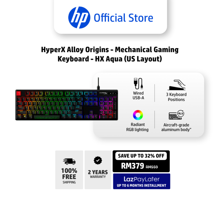 HyperX Alloy Origins - Mechanical Gaming Keyboard - HX Aqua US Layout ...