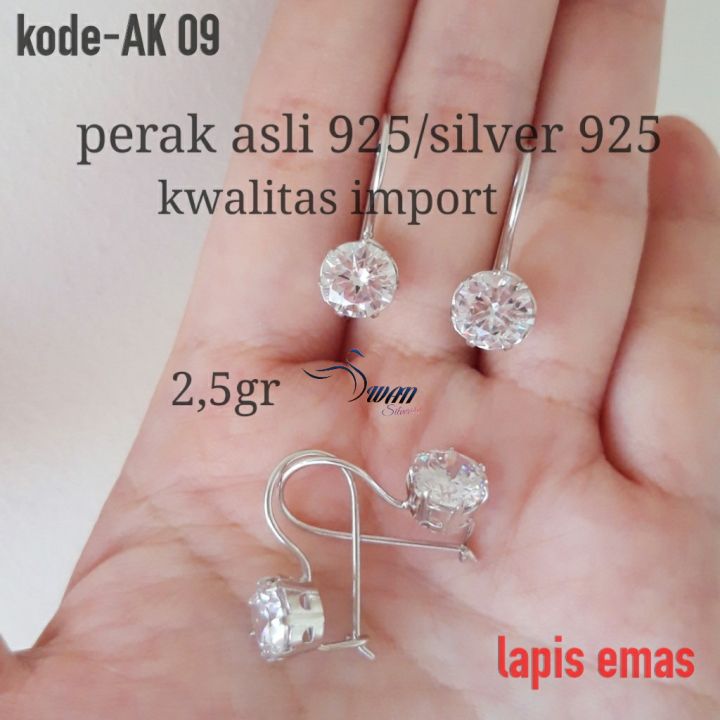 anting perak 925 lapis mas putih ANTI KARAT AK09 | Lazada Indonesia