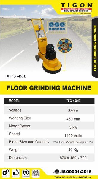 PROMO Mesin Poles Lantai TFG-450E TIGON / Mesin Perata Lantai Beton Semen 450mm Gerinda Lantai ...