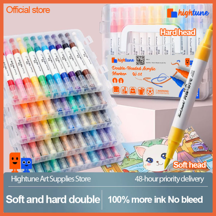 Hightune 60 Colors Double Head Acrylic Pens Dual-Tip Acrylic Marker Pen ...
