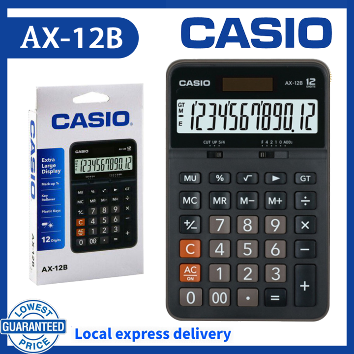 Genuine Casio AX-12B Value Series Desk Type Calculator 12 digits 2-way power solar and battery ...