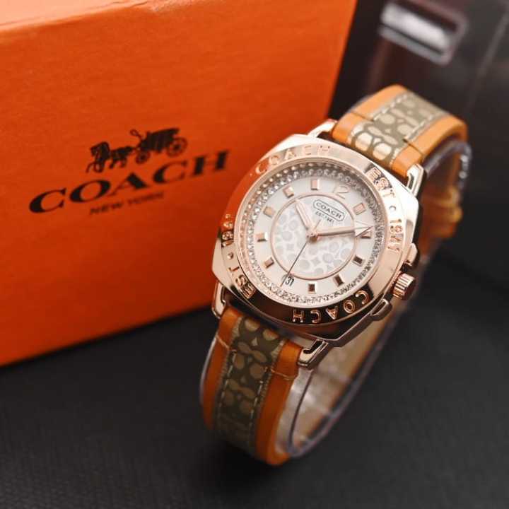 Jam Tangan Coach Bulat Permata Circle HB-912HA / Jam Tangan Wanita Tali ...