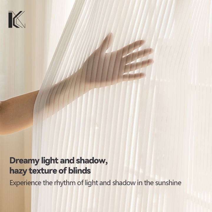 KORMES Elegant sheer voile window curtain with blind textur,Light ...