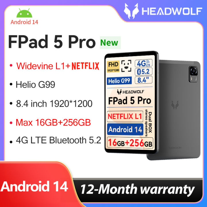 Headwolf FPad5 Pro Android 14 tablet 8.4 inch Max 16GB Ram 256GB UFS2.1 Octa-core G99 Phone Call ...