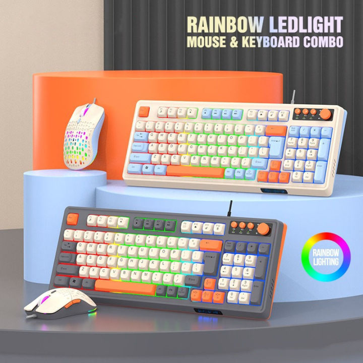 Zeus x Raiku Wired Rainbow LED Gaming Keyboard Bundle And Mouse Set 98 ...