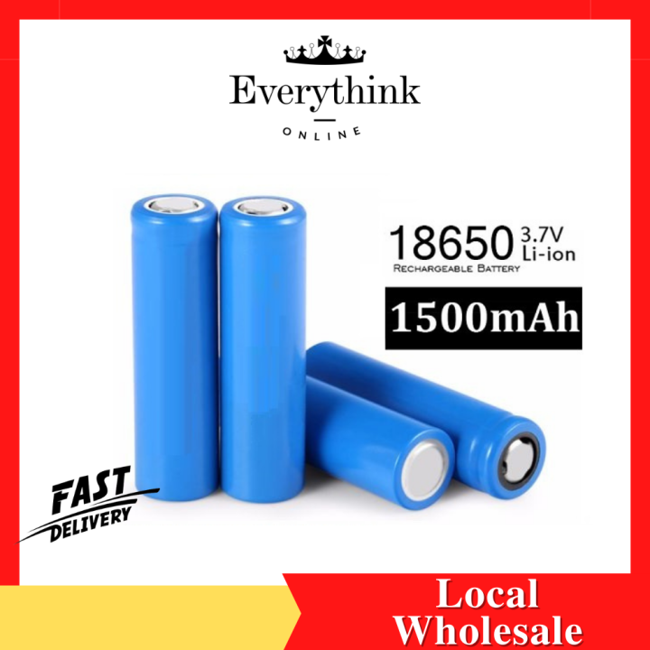 [REAL CAPACITY] 3.7V 18650 LITHIUM-ION RECHARGEABLE BATTERY - 1500mAH. RECHARGE CYCLE 500 TIMES ...