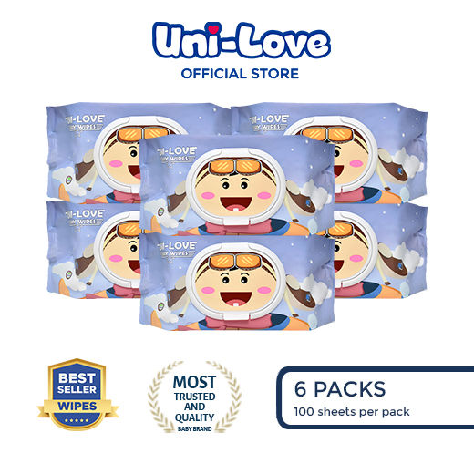 UniLove Unscented Baby Wipes (Aviation Series) 100's Pack of 6 | Lazada PH