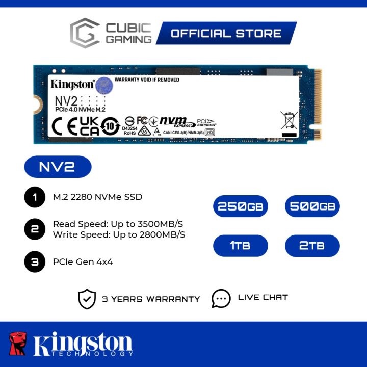 Kingston SSD NV2 PCIe Gen 4x4 M.2 2280 NVMe Internal Solid State Drives ...