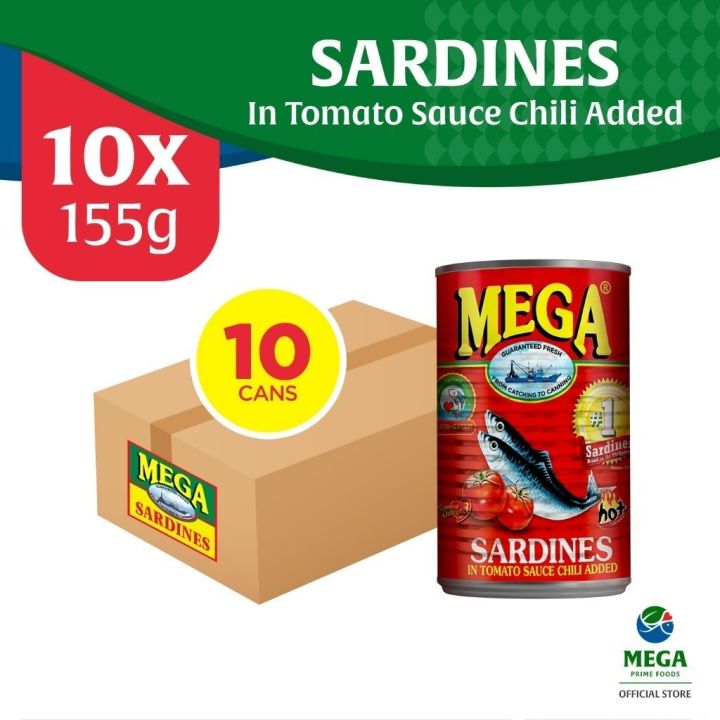 Mega Sardines In Tomato Sauce W/ Chili Added 155G By 10'S | Lazada PH