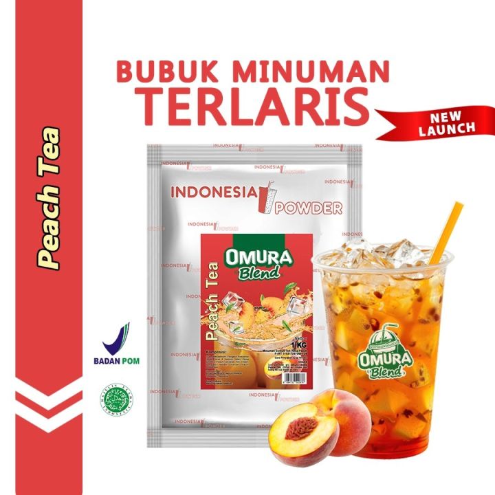 OMURA POWDER Bubuk Minuman Mix Gula Rasa Peach Tea / Teh Buah Persik Instant Powder Drink Omura ...