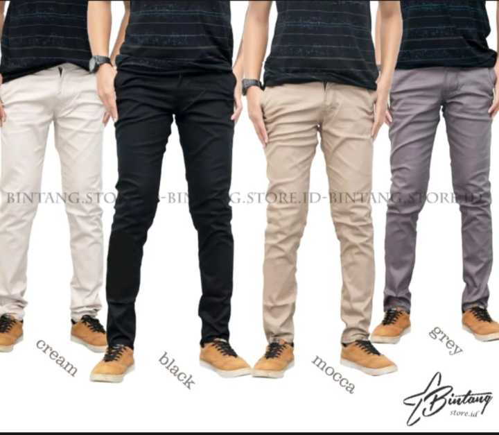 CELANA PRIA CHINO Slim fit Panjang Kerja kantor Santai Liburan Cowok Gentleman 27 - 38 | Lazada ...