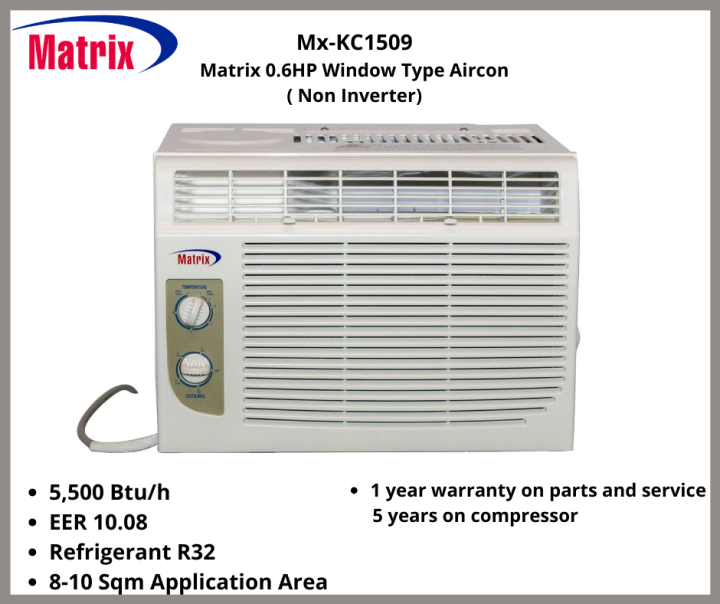 MX-KC1509 Matrix 0.6HP Non Inverter Window Type Aircon | Lazada PH