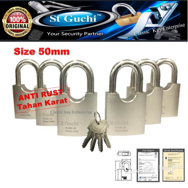 St guchi Anti Rust Tahan Karat Security Padlock PL880 50mm Mangga Pintu ...