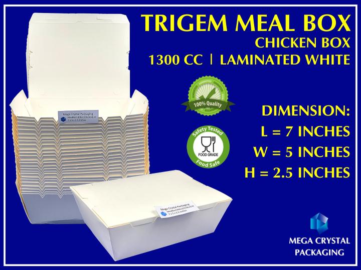 Chicken Box Meal Box 1300cc Laminated White / Brown Silver ( 25 pcs ...