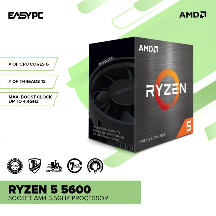 EasyPC| AMD Ryzen 5 5600 Socket or 5500 Am4 amd processor| 3.5GHz 6 cores | 12 Threads | Lazada PH