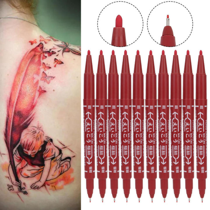 10 ชิ้น Double End Tattoo Piercing Positioning Skin Marker Marking Pen ...