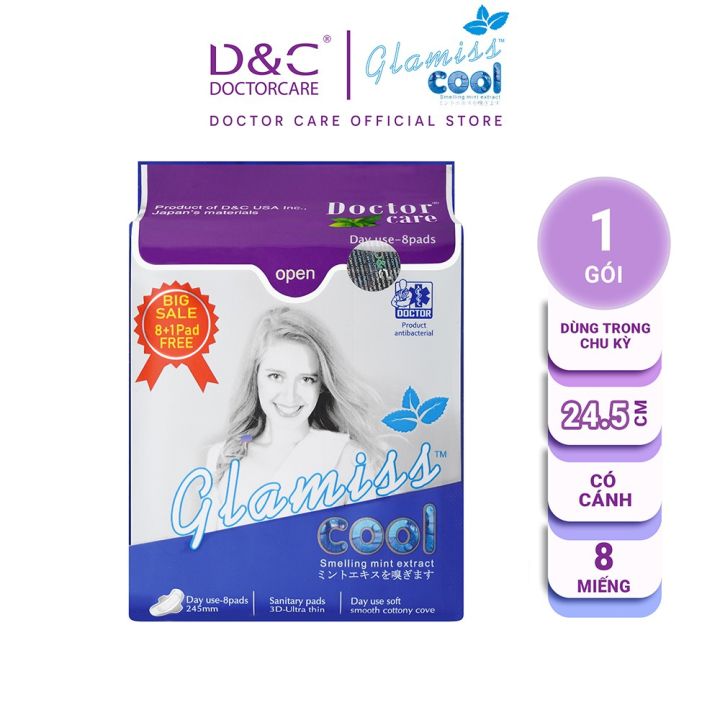 Băng vệ sinh thảo dược Glamiss Cool ban ngày 24cm, băng vệ sinh Nhật ...