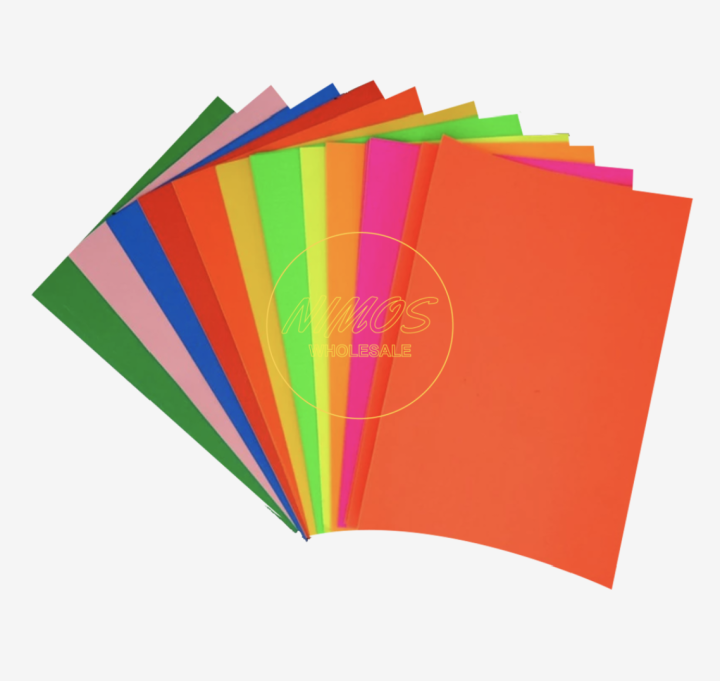 A4 Sticker Fluorescent Color Paper Kertas Warna Shinning 10/100keping ...