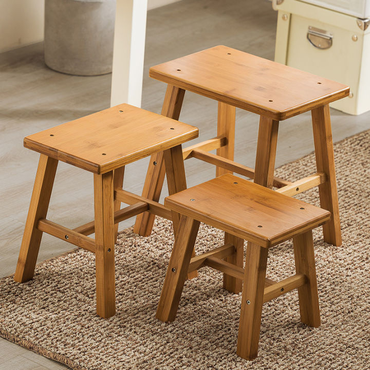 Familife Multifuntional Bamboo Stool Chair Solid Wood rectangle Stool ...