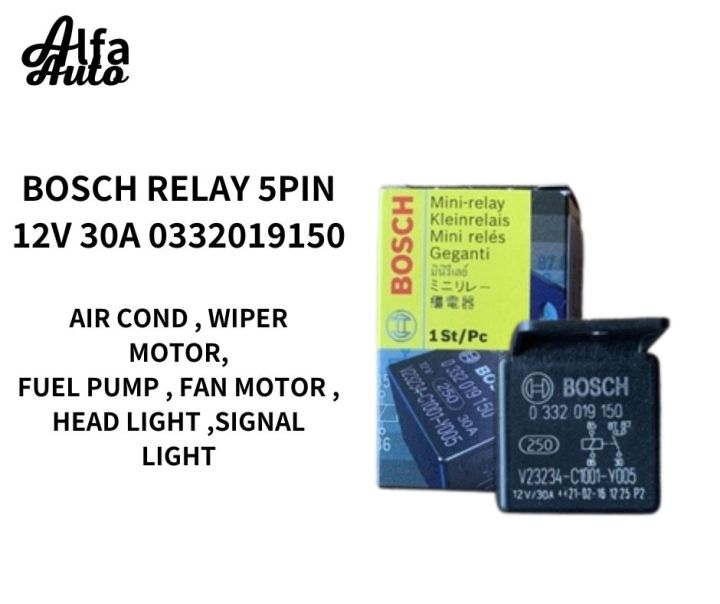 Bosch Relay 5pin 12V 30A 0332 019 150 Universal Automotive Car Relay ...