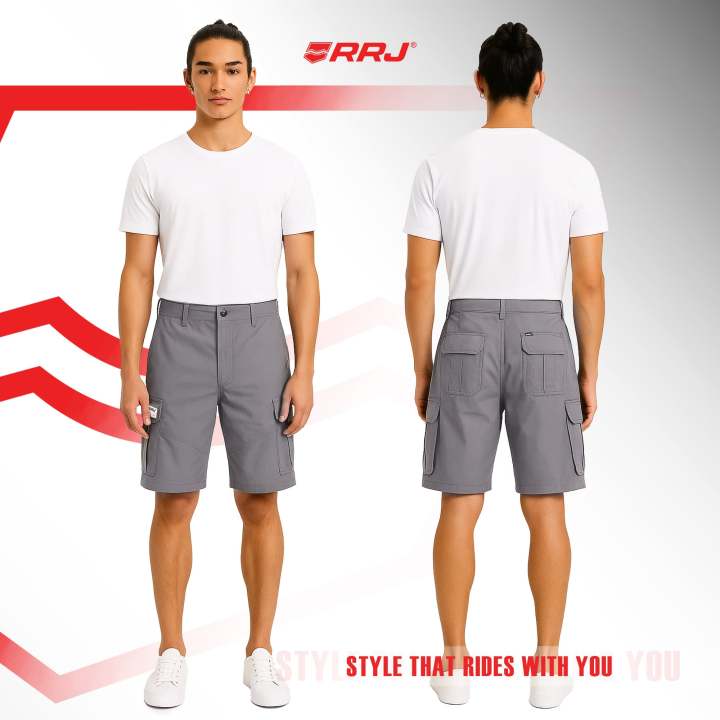 RRJ Men's Basic Non-Denim Cargo Short Mid-Rise Fitting 172668 (Dark ...