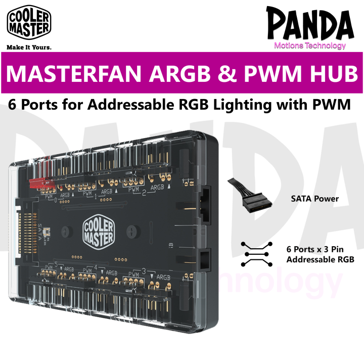 Cooler Master MasterFan ARGB & PWM Hub 6 Ports for Addressable RGB ...
