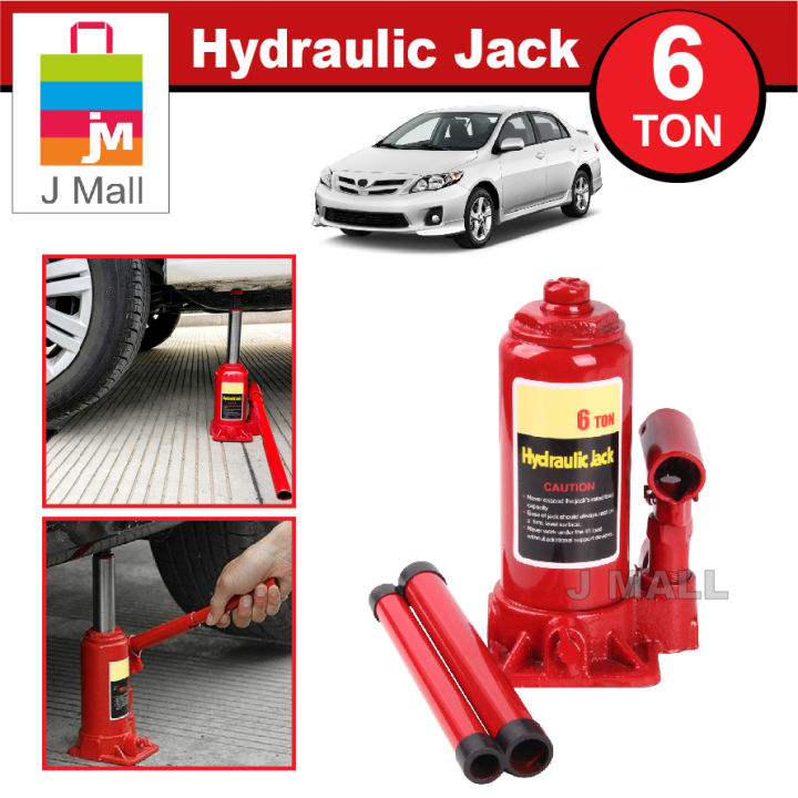 J MALL 6 Ton Portable Heavy Duty Hydraulic Bottle Jack Automotive Car ...